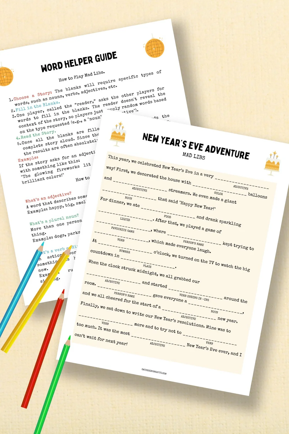 Free Printable New Years Eve Mad Libs — Gathering Beauty