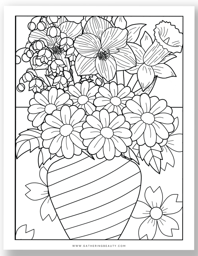 Free Printable Spring Flower Colouring Pages — Gathering Beauty