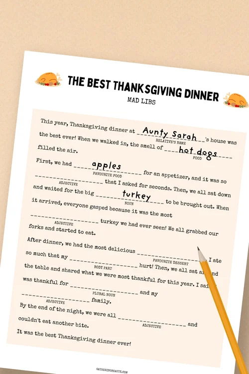 Free Printable Thanksgiving Mad Libs — Gathering Beauty