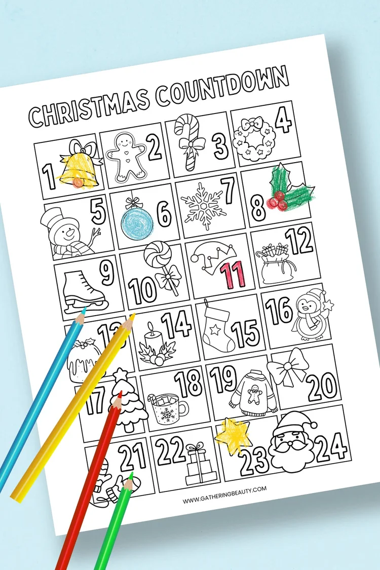 Free Printable Christmas Countdown To Colour — Gathering Beauty