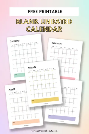 Undated Monthly Calendar - Free Printable — Gathering Beauty
