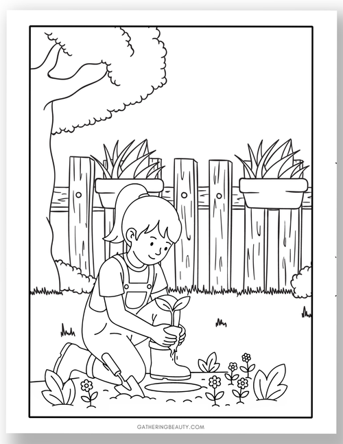 Free Printable Gardening Colouring Pages — Gathering Beauty