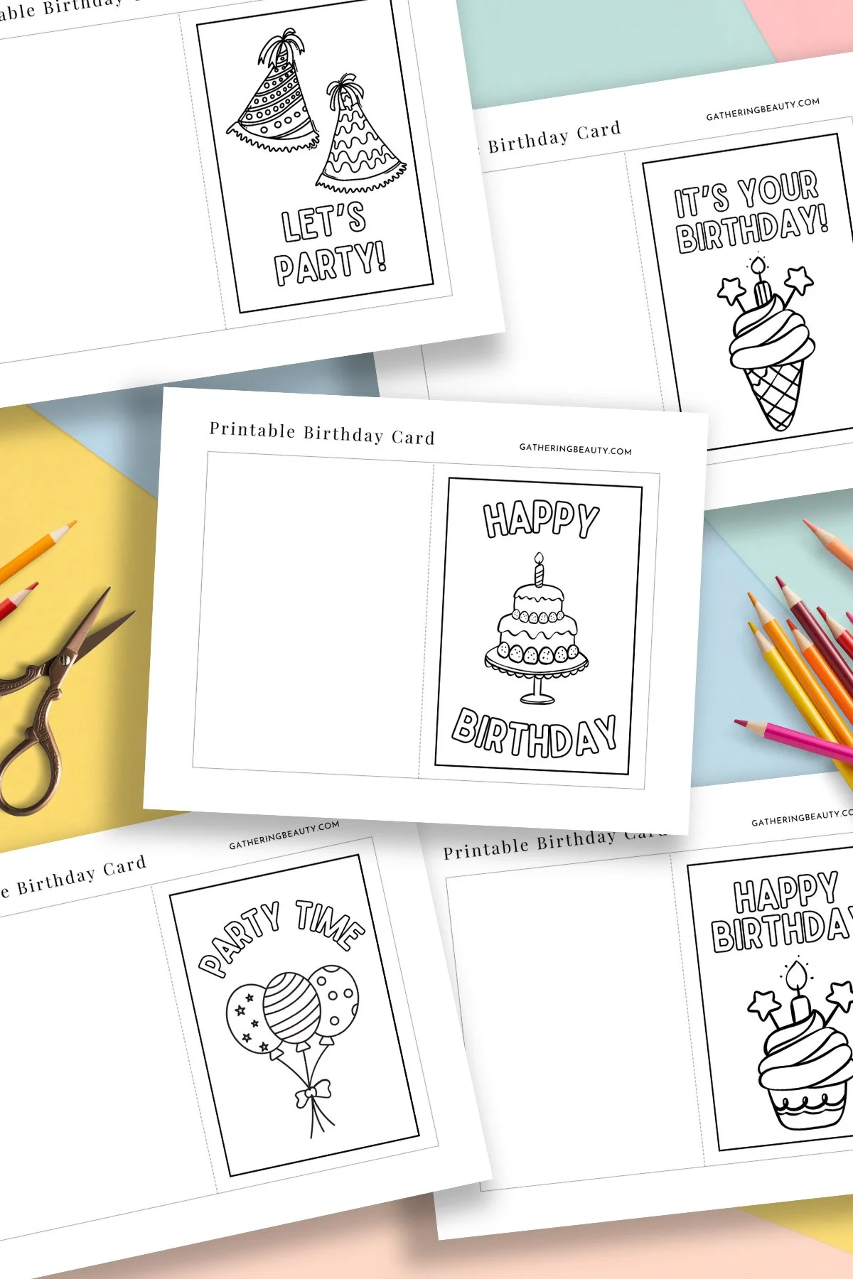 Free Printable Birthday Cards To Colour — Gathering Beauty