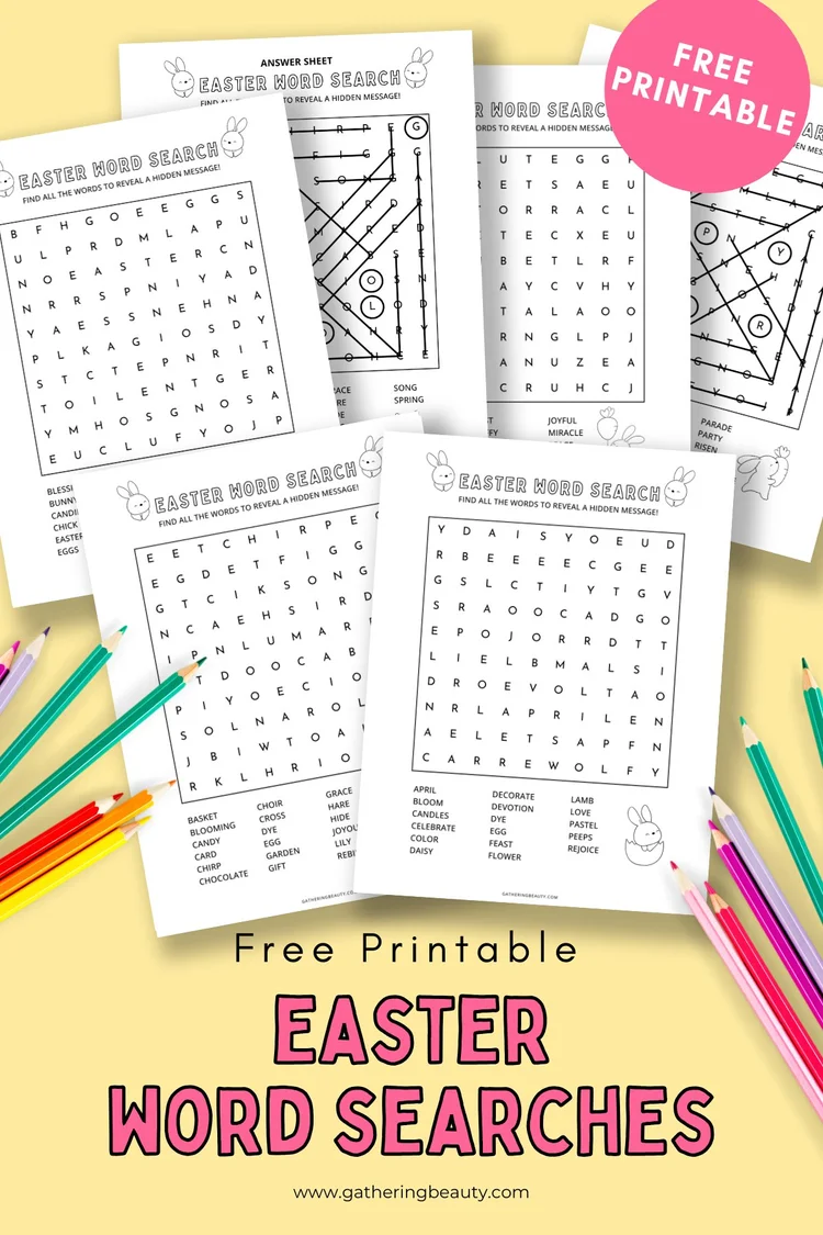 Free Printable Easter Word Search Worksheets — Gathering Beauty