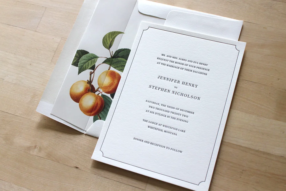 Custom Letterpress Wedding Invitations - Simple & Fresh | Moontree ...