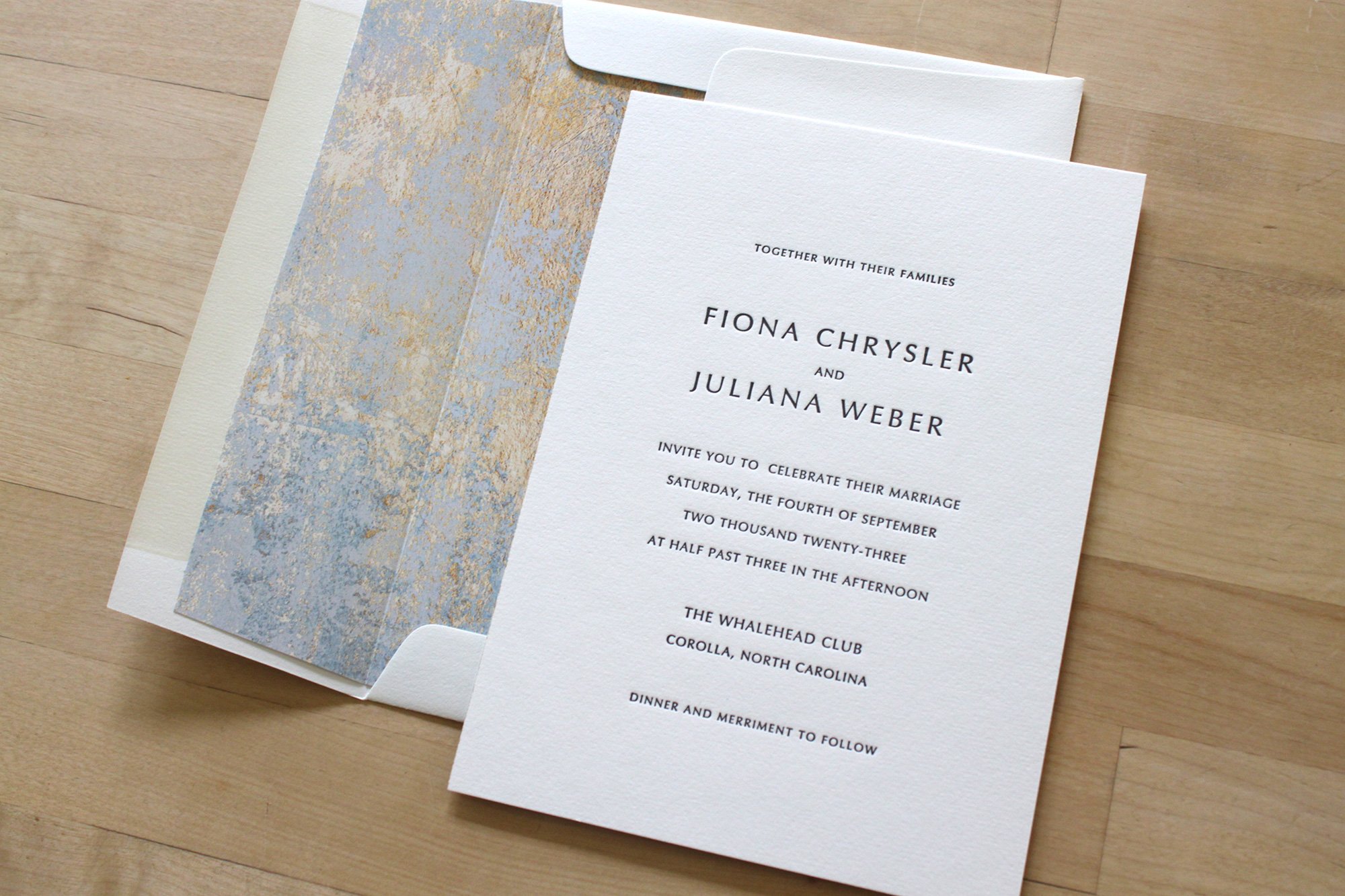 Custom Letterpress Wedding Invitations - Simple & Fresh | Moontree ...