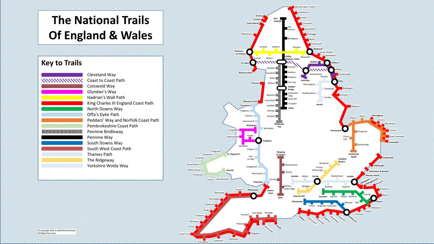 The National Trails of England and Wales depicted as a tube-style map ...