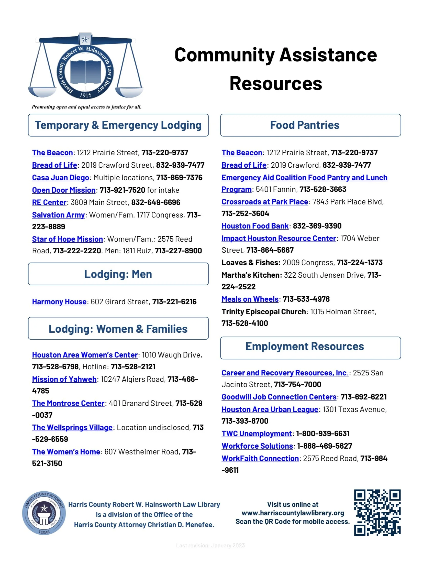 Community Resources — Harris County Robert W. Hainsworth Law Library