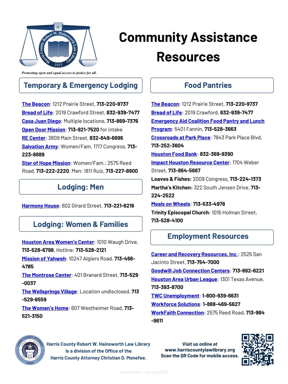 Community Resources — Harris County Robert W. Hainsworth Law Library