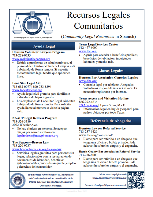 Community Resources — Harris County Robert W. Hainsworth Law Library