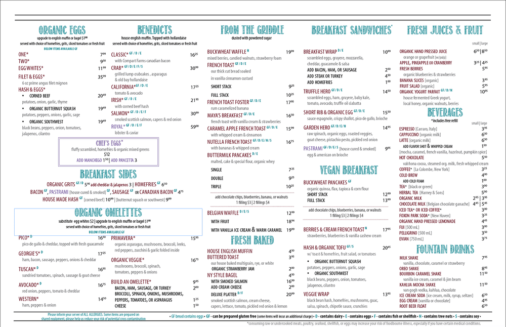 MENU — Georgie's Diner