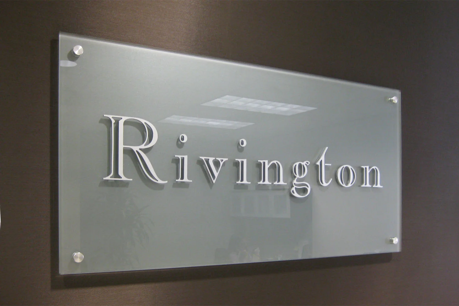 Glass Signs with Metal Laminated Logos | Saifee Signs