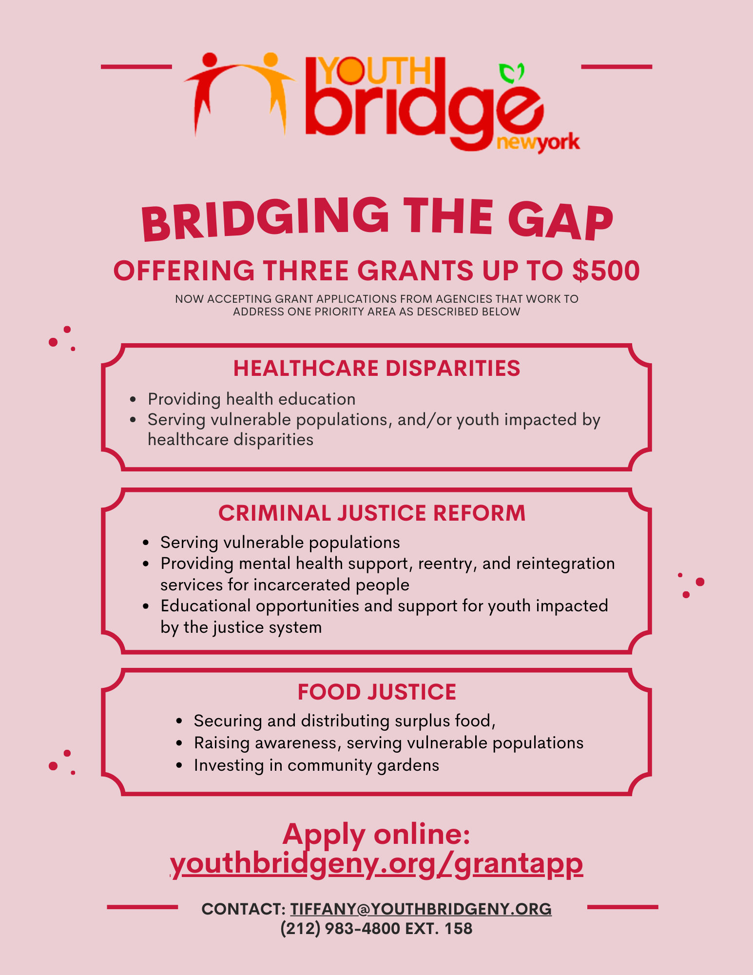 Grant Opportunity - Bridging the Gap — YouthBridge-NY
