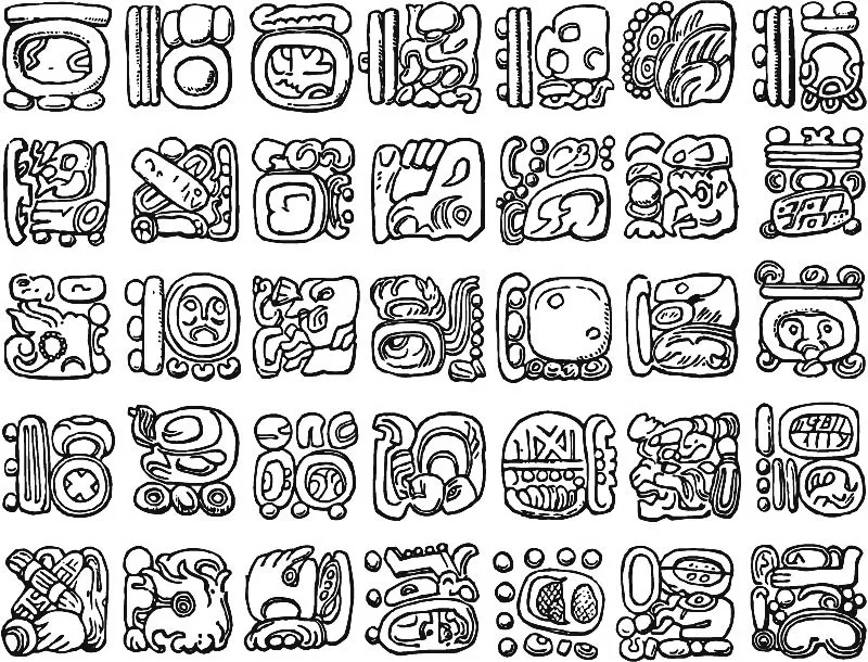 Mayan Glyphs - Low Temperature Enamel Decal - LEAD FREE & Food Safe ...