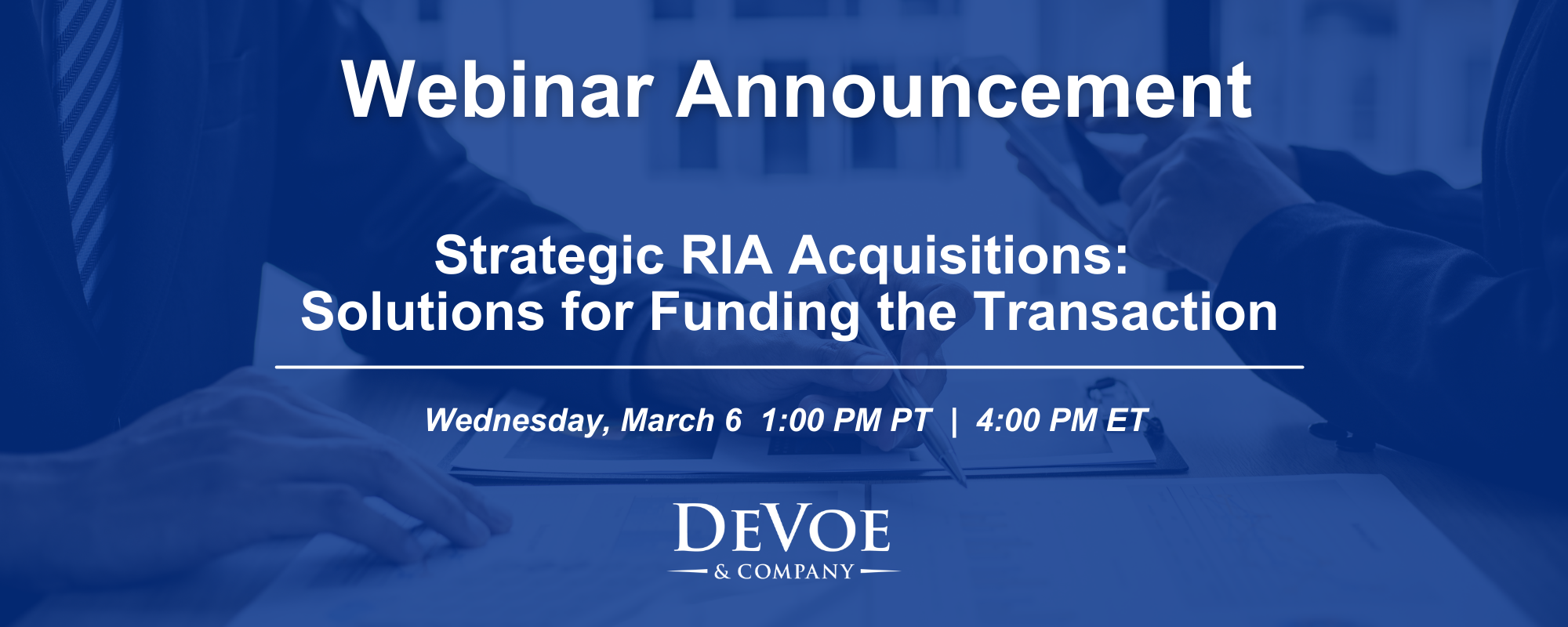 Webinars — DeVoe & Co.