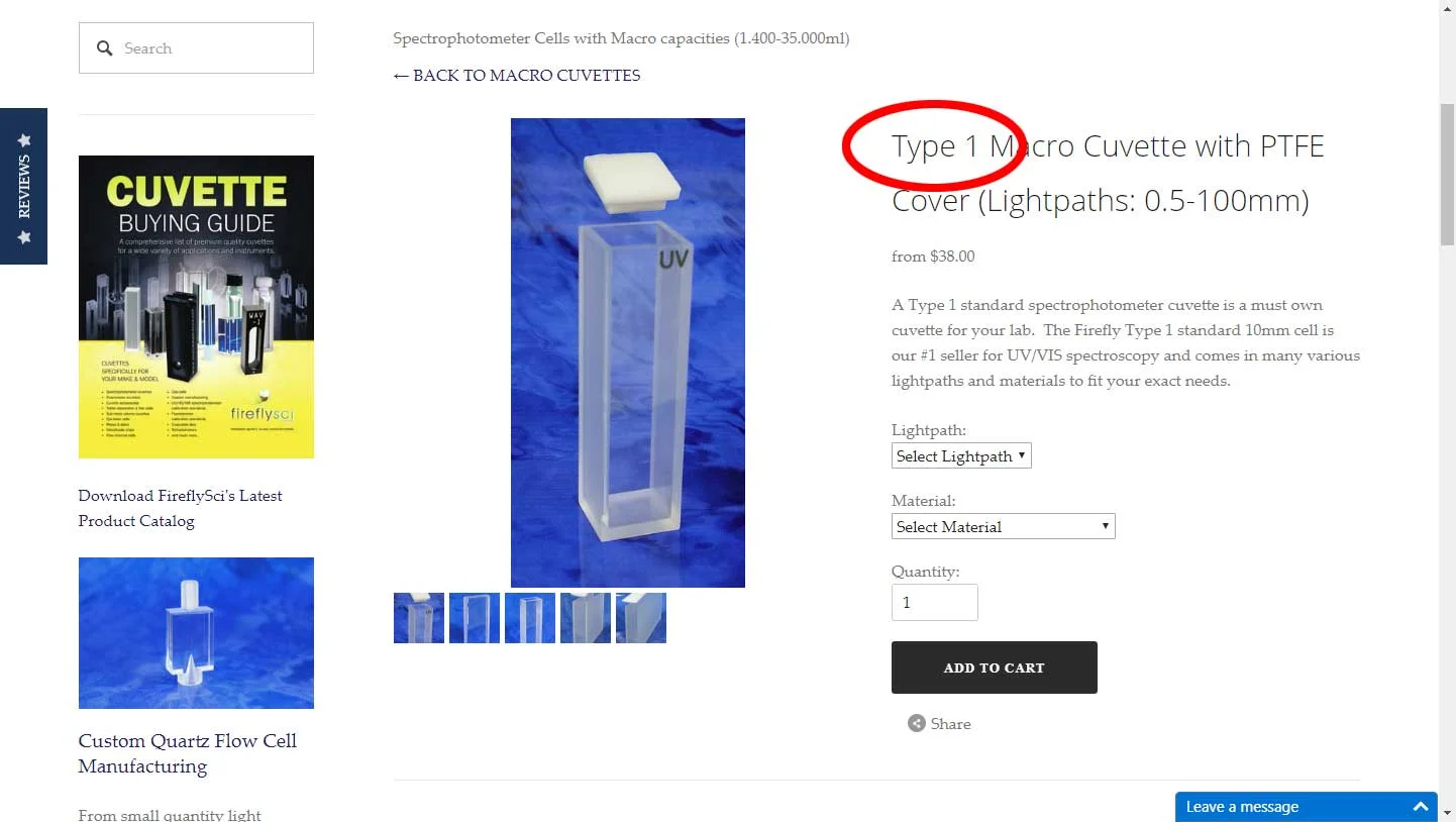 How to Determine FireflySci Part Numbers — FireflySci Cuvette Shop