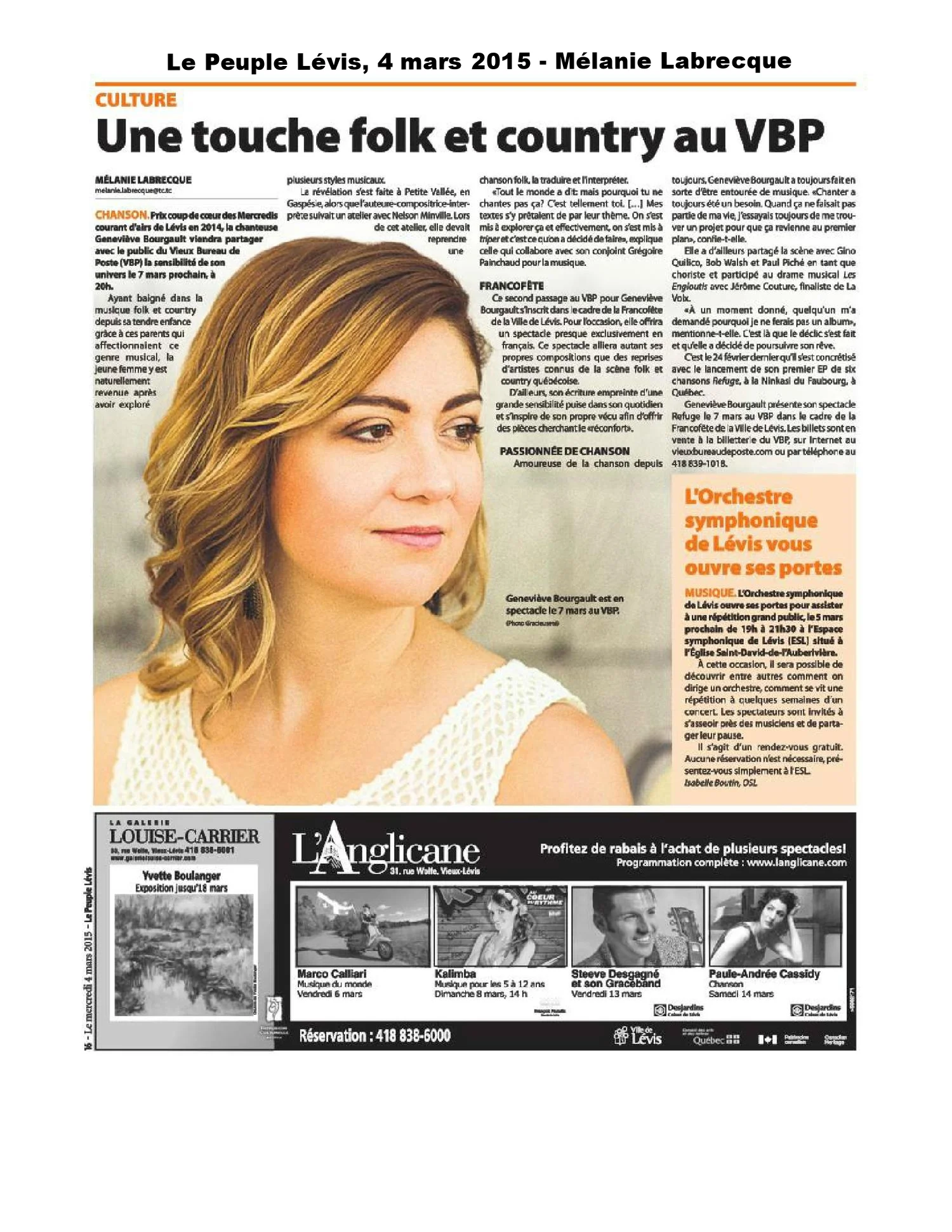 Presse — Geneviève Bourgault - Musique