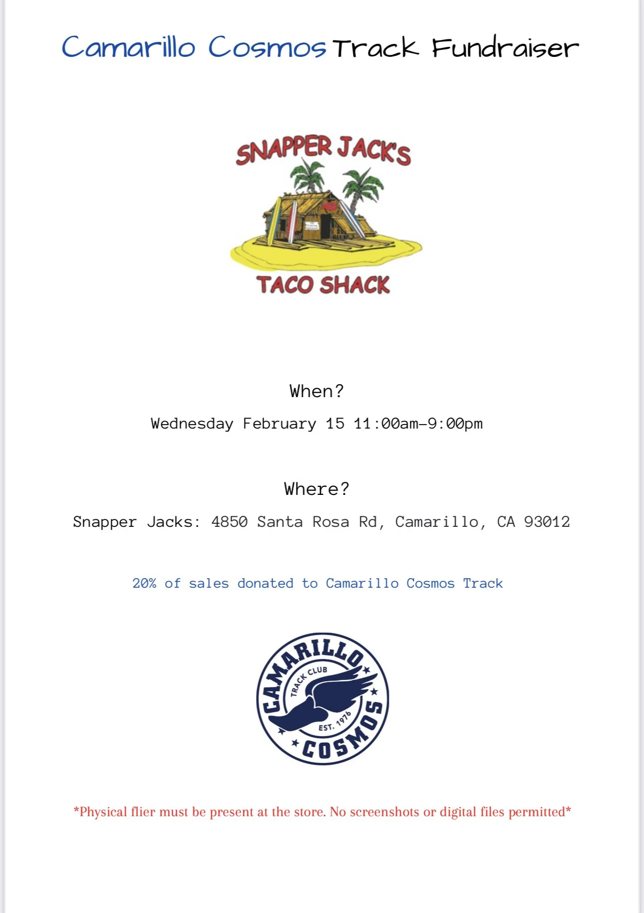 2024 Schedule — Camarillo Cosmos Youth Track