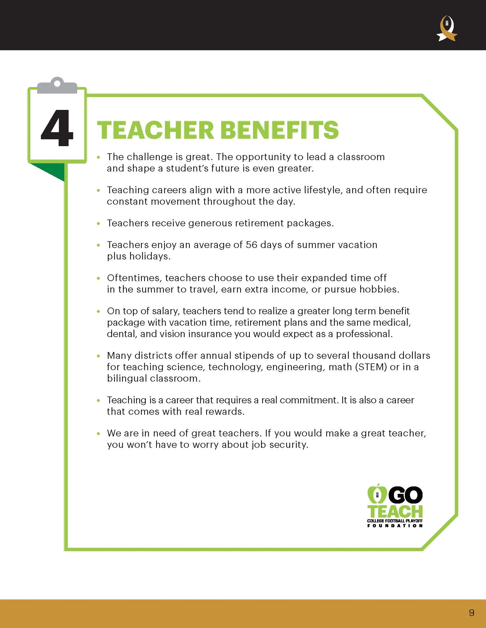 The Go Teach Project — College Football Playoff Foundation