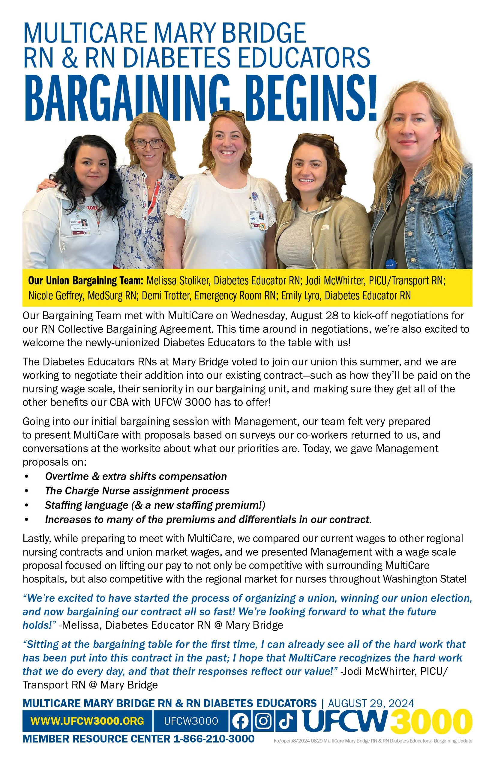 MultiCare Mary Bridge RN & RN Diabetes Educators BARGAINING BEGINS ...