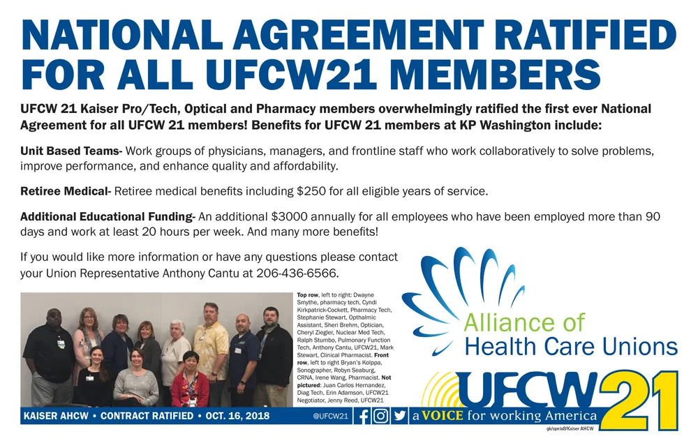 Kaiser National Agreement Ratified — UFCW 3000