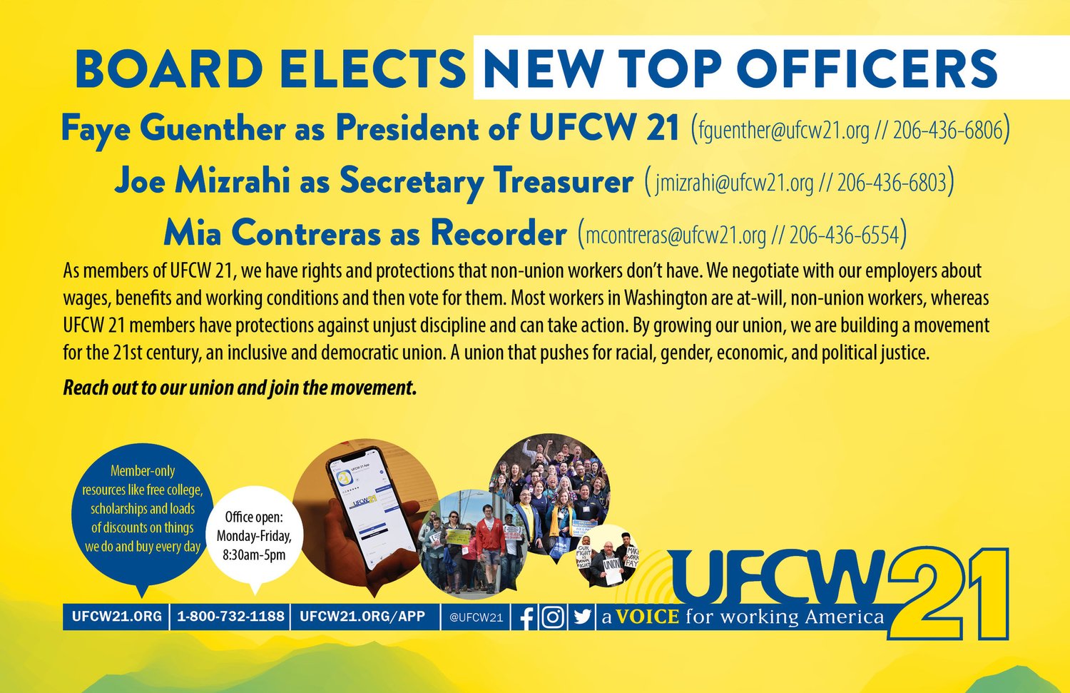 New Leadership elected at UFCW 21 — UFCW 3000