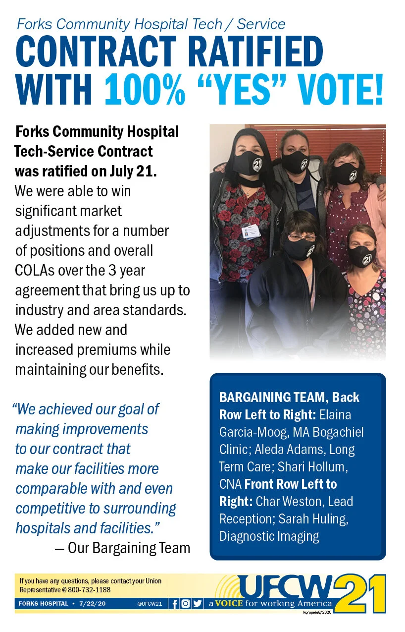 Forks Community Hospital Tech / Service - Contract Ratified with 100% ...