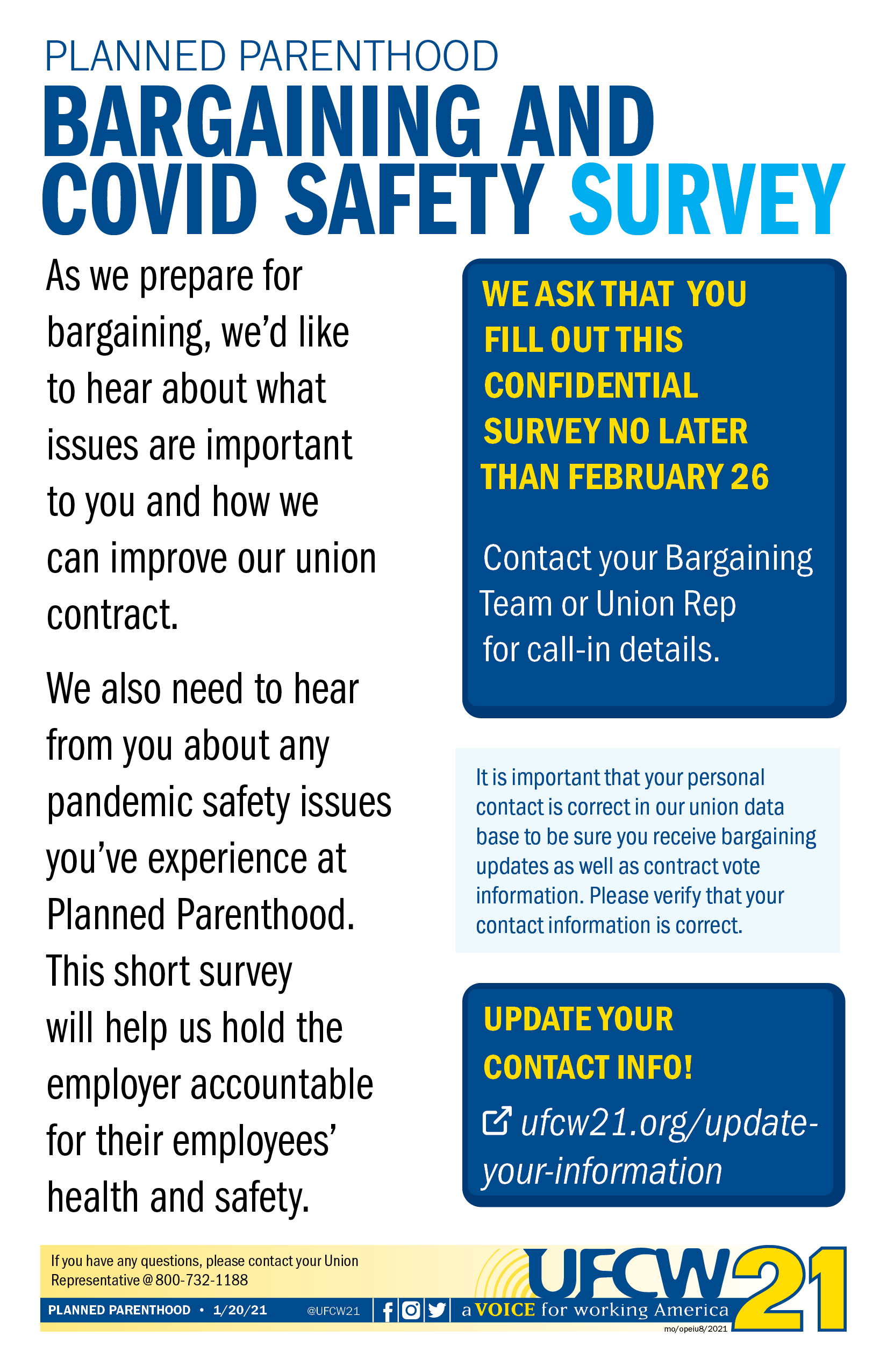 Planned Parenthood- Bargaining and COVID Safety Survey — UFCW 3000