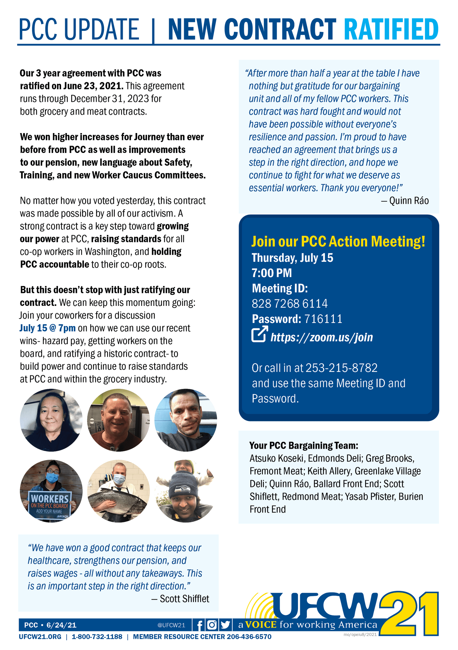 PCC Update: New Contract Ratified — UFCW 3000