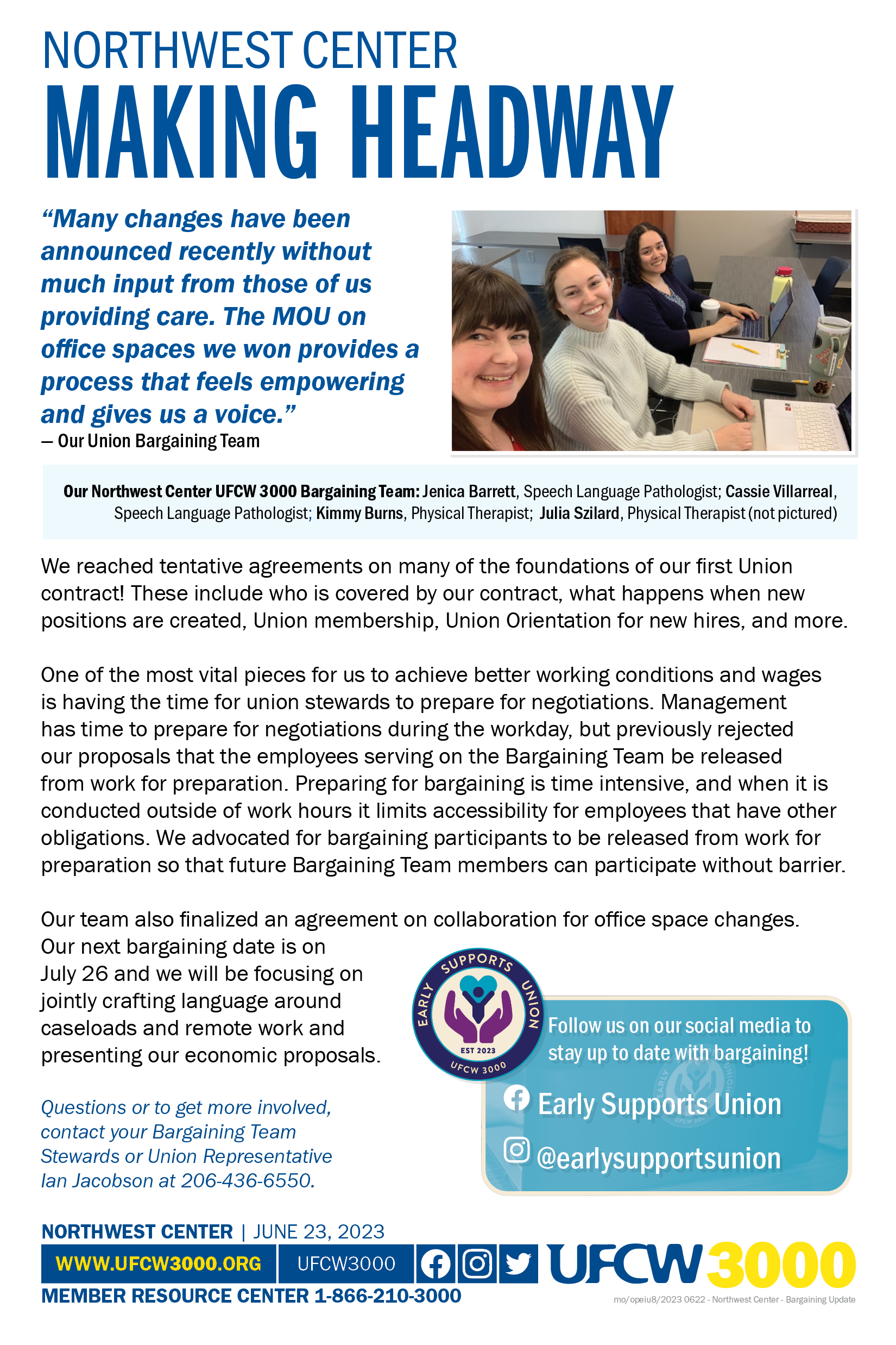 Northwest Center Progress Made in West Seattle — UFCW 3000