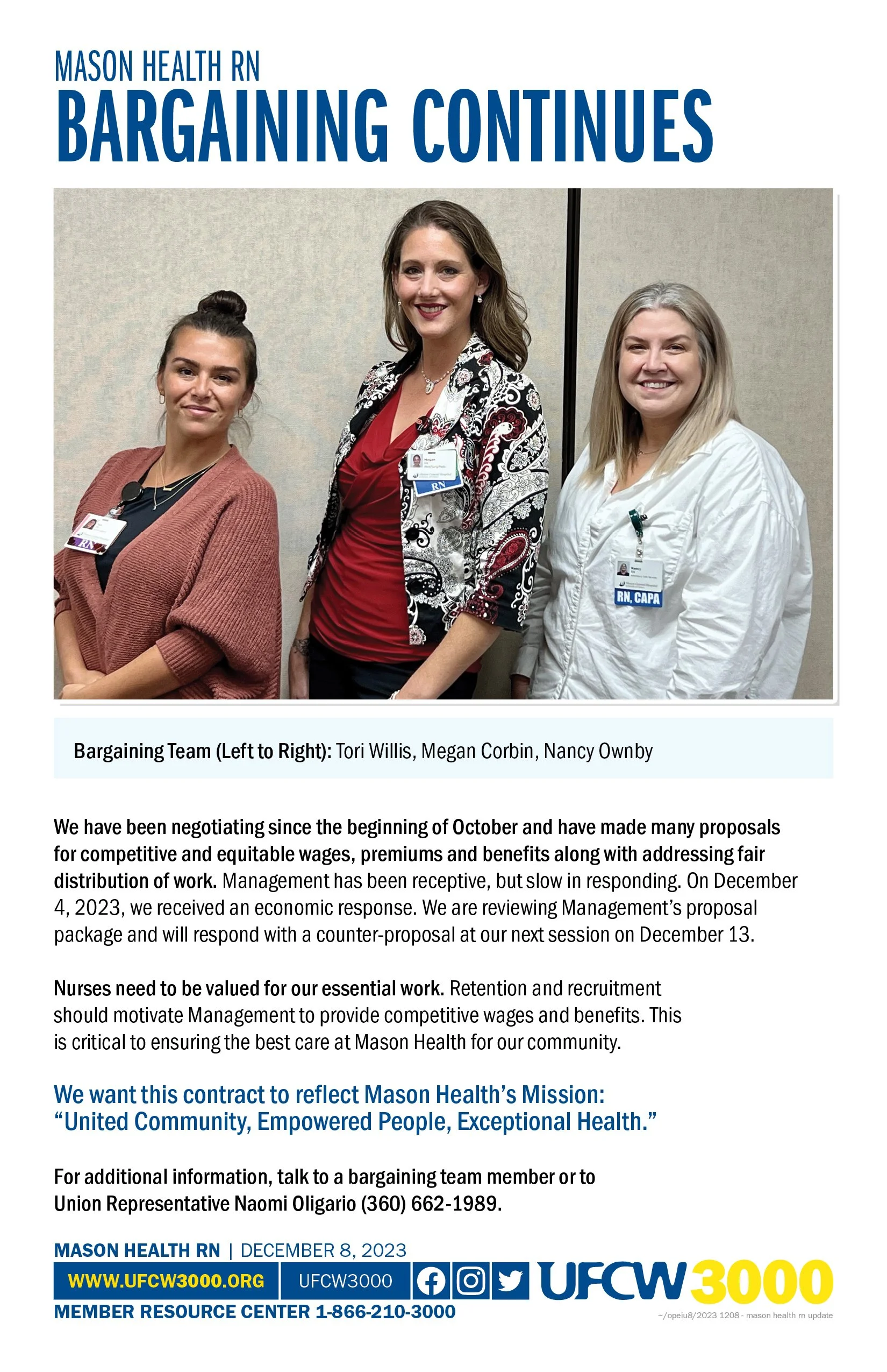 PCC - Bargaining Continues — UFCW 3000