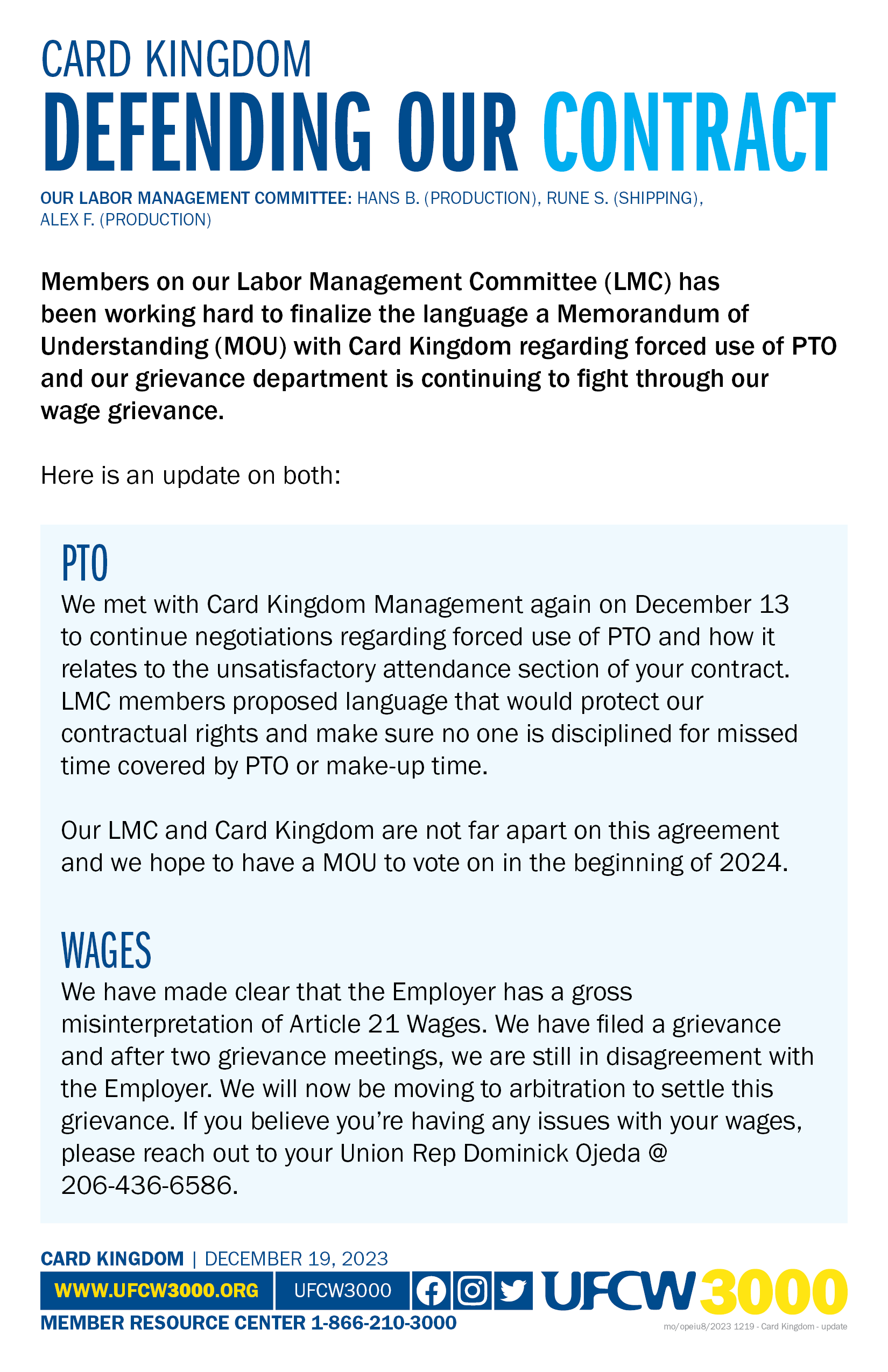 RSVP to your Union contract bargaining discussion — UFCW 3000