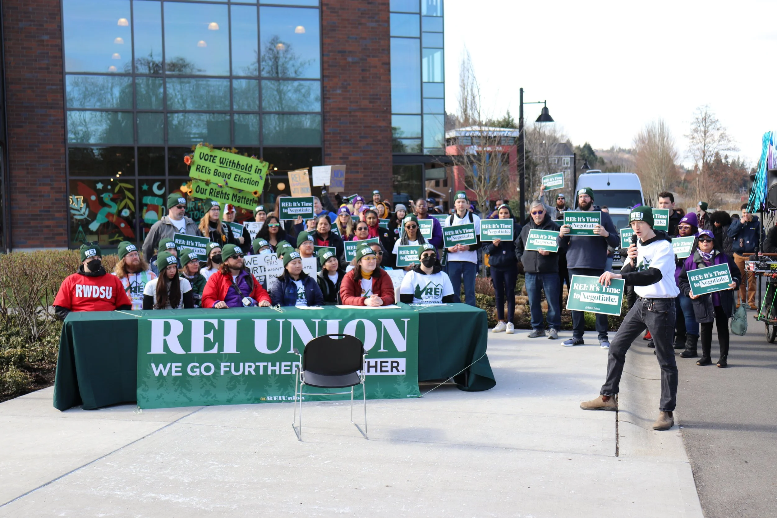 REI Union Workers from Across the US March on Company Headquarters ...