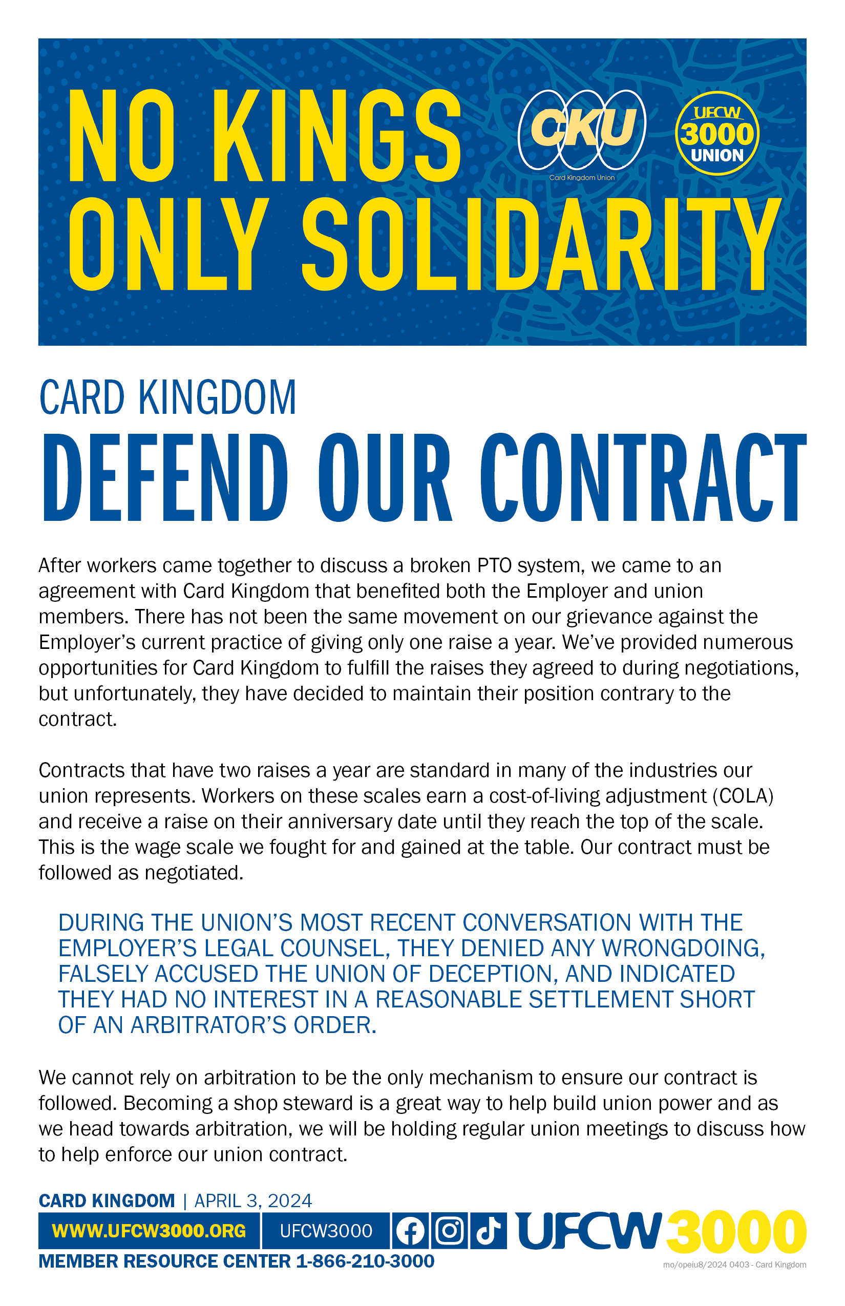 Card Kingdom - Defending our contract — UFCW 3000