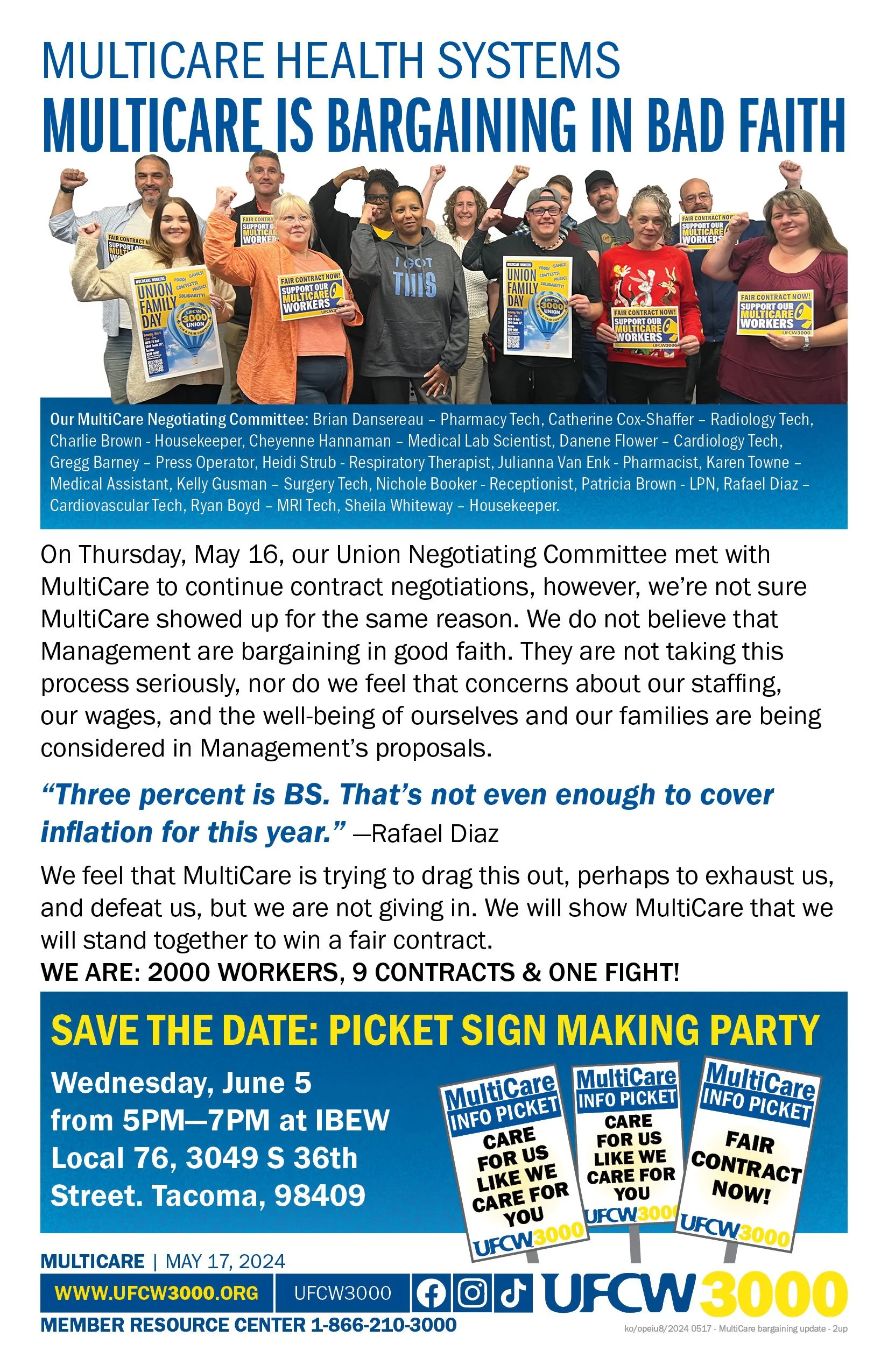 MultiCare Health Systems Professional Contract — UFCW 3000