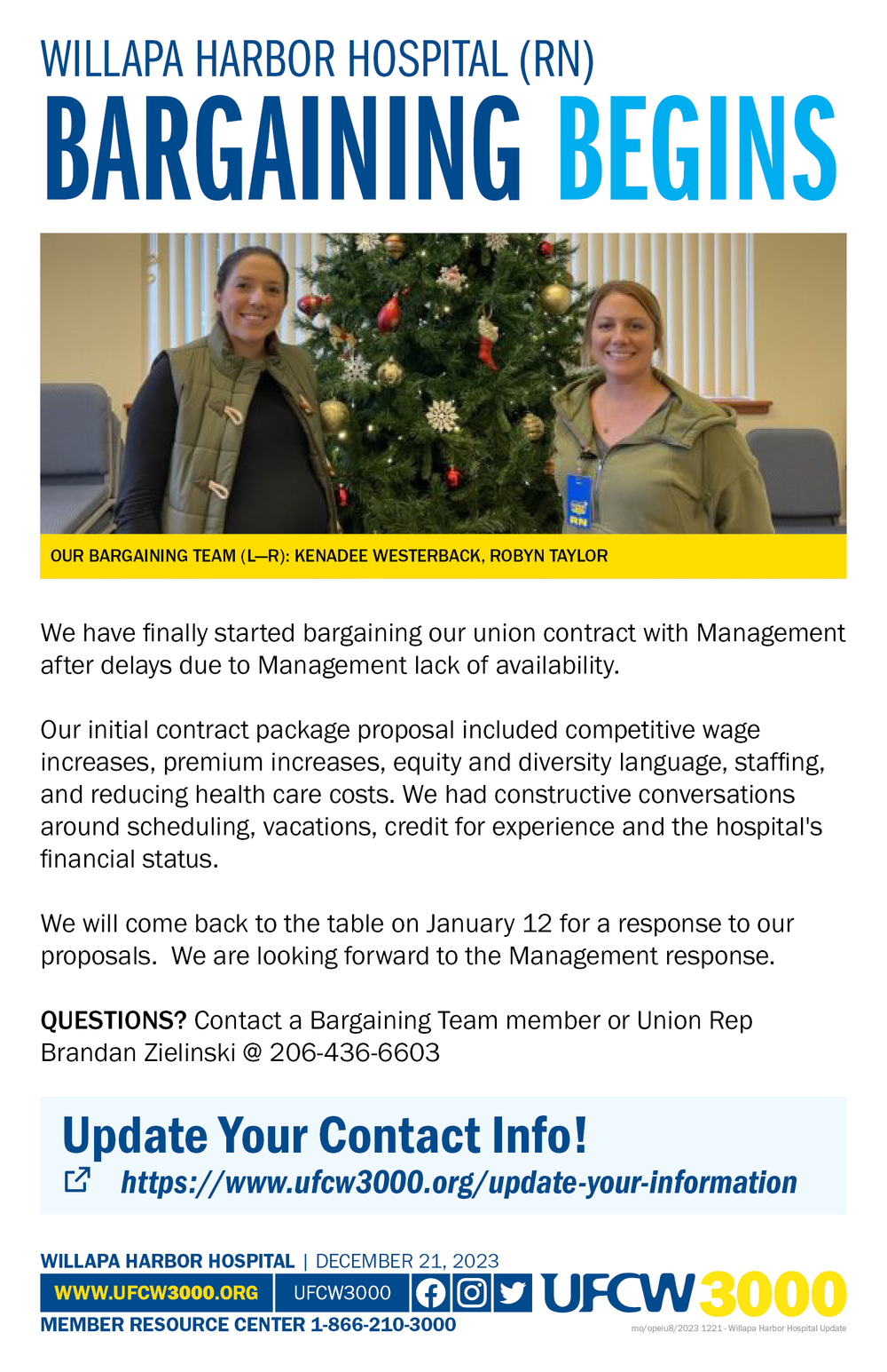 Willapa Harbor Hospital (RN) Bargaining Begins — UFCW 3000