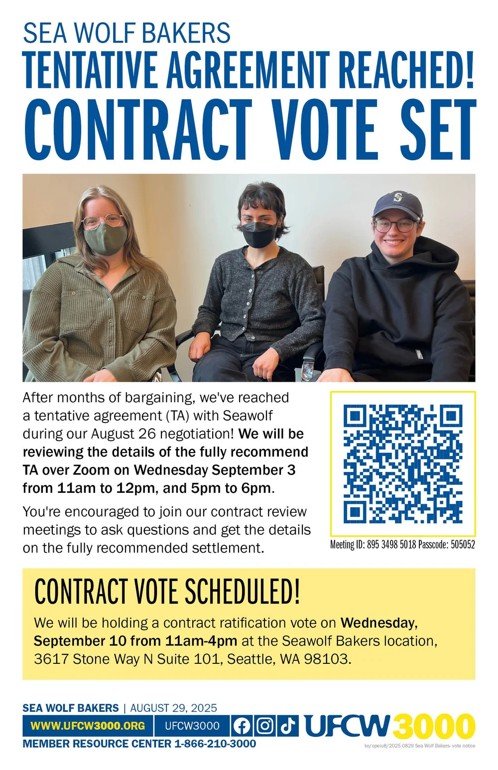 Sea Wolf Bakers Tentative Agreement Reached! Contract Vote set — UFCW 3000