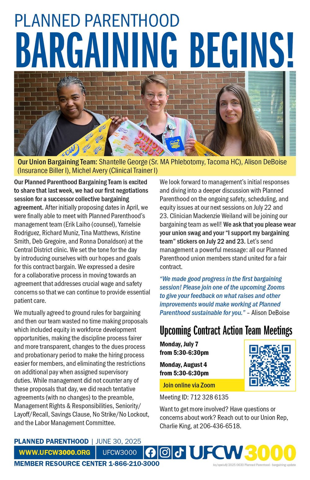 Planned Parenthood Bargaining Begins! — UFCW 3000