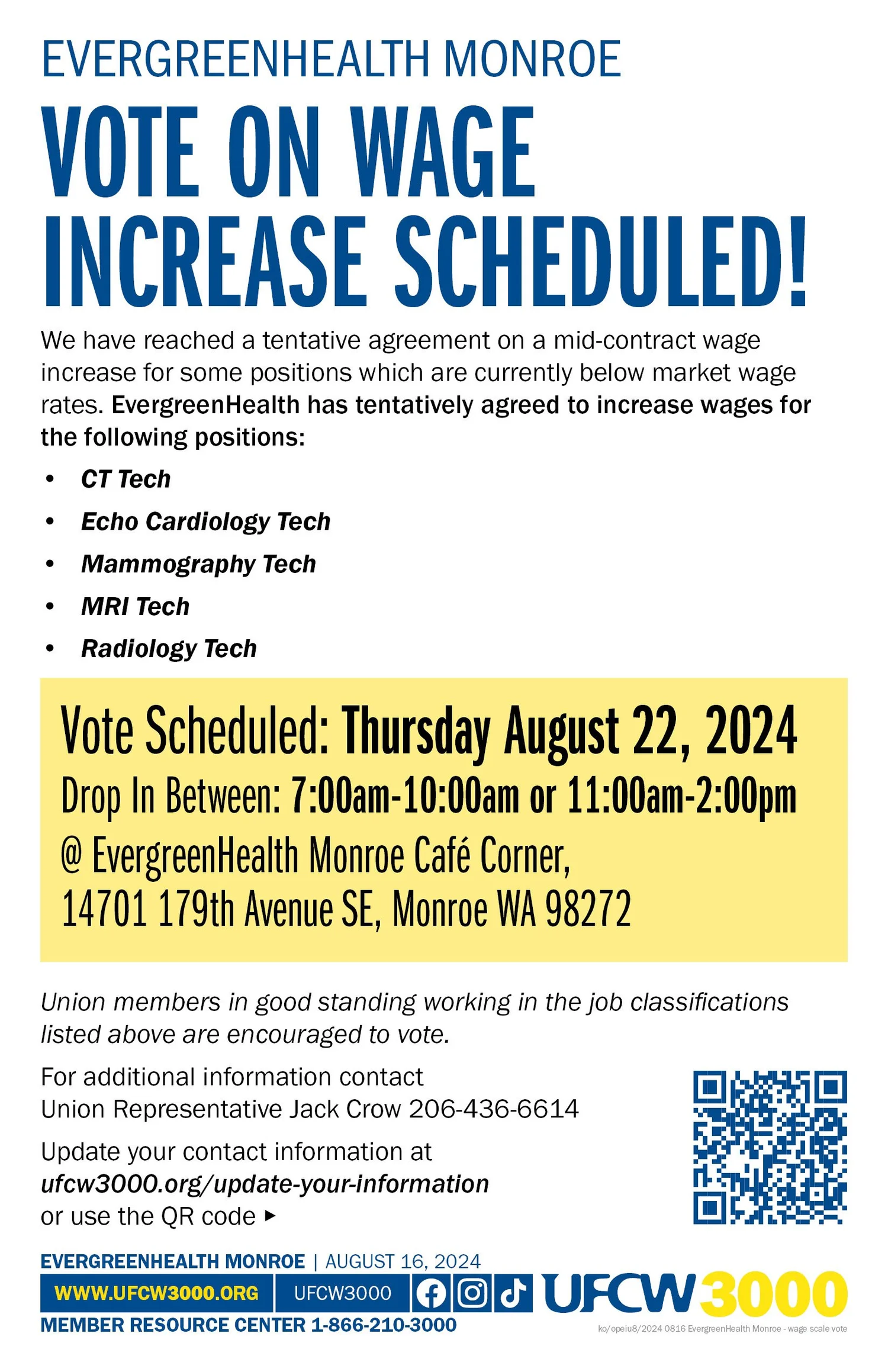 Evergreen Health Monroe Vote on Wage Increases Scheduled! — UFCW 3000