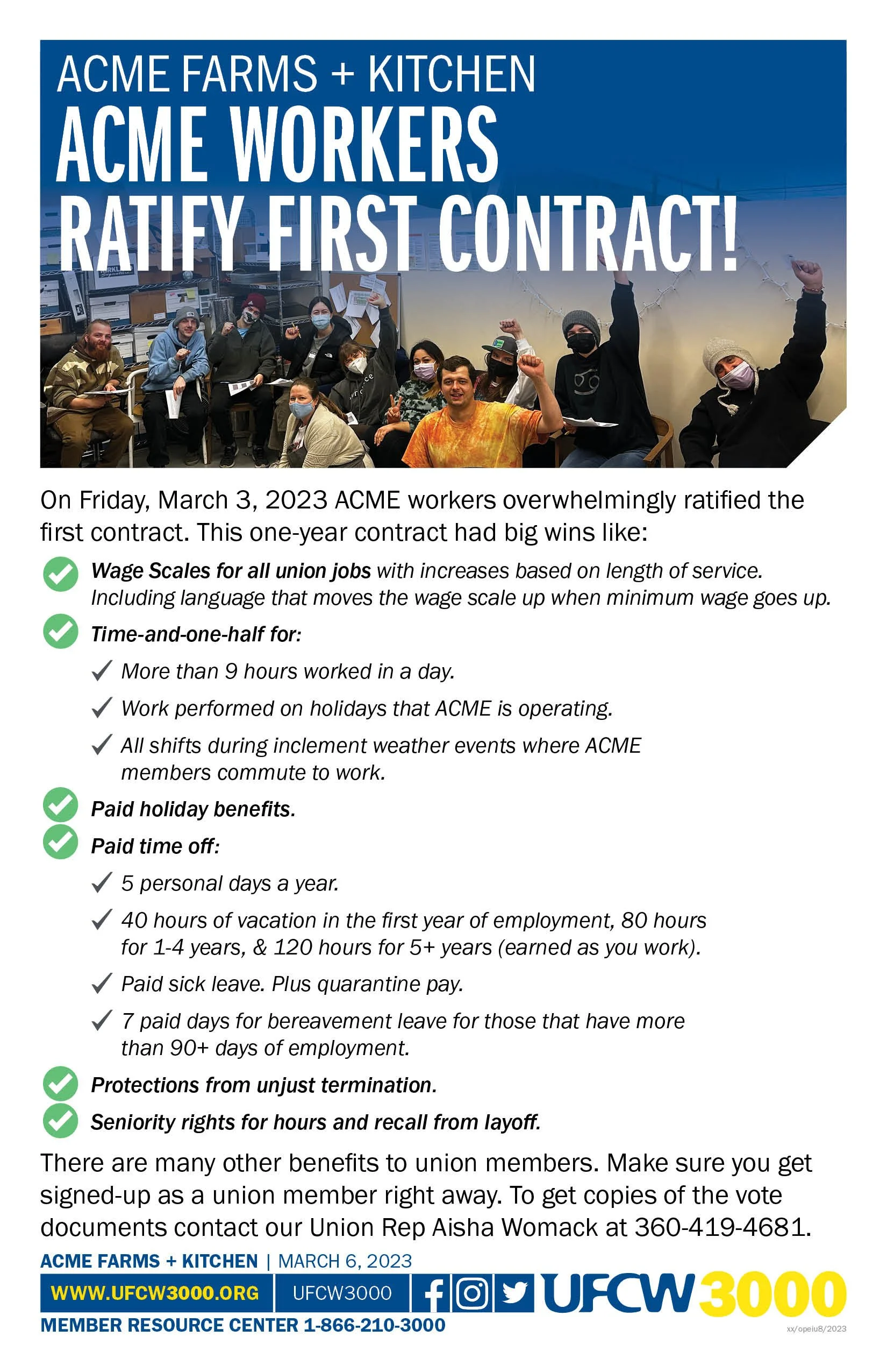 ACME Farms + Kitchen ACME Workers Ratify First Contract! — UFCW 3000