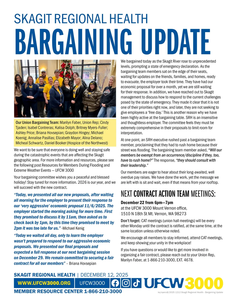 Skagit Regional Health Bargaining Update — UFCW 3000