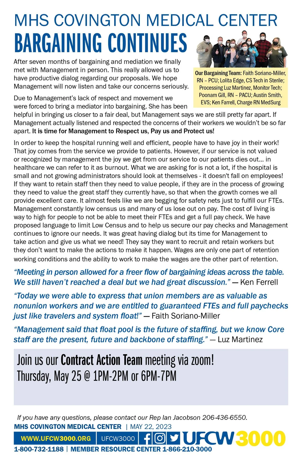 MHS Covington Medical Center Bargaining Continues — UFCW 3000