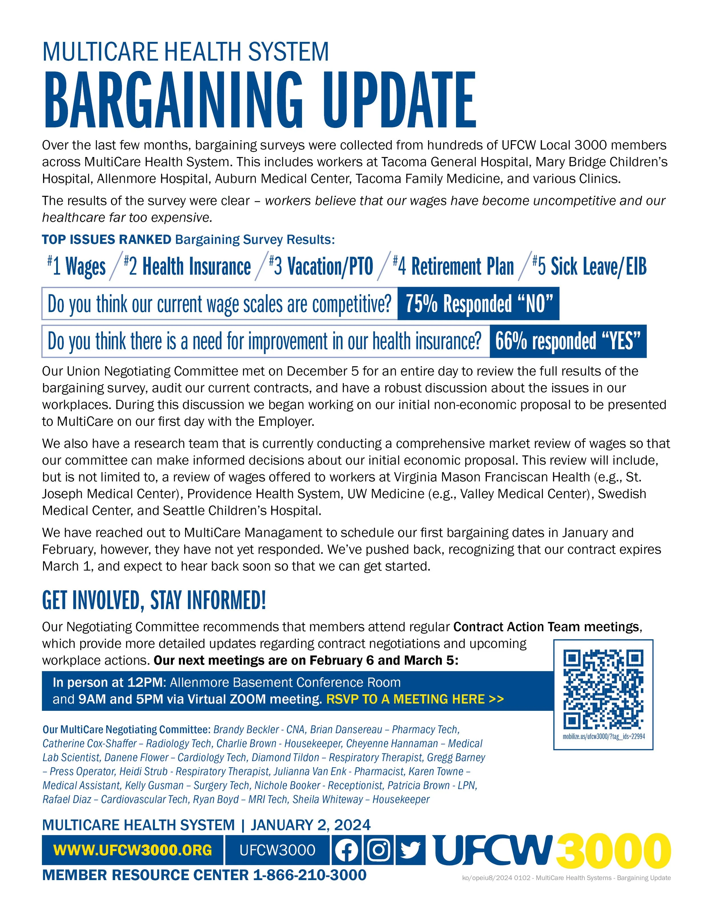 MultiCare Health Systems Bargaining Update — UFCW 3000