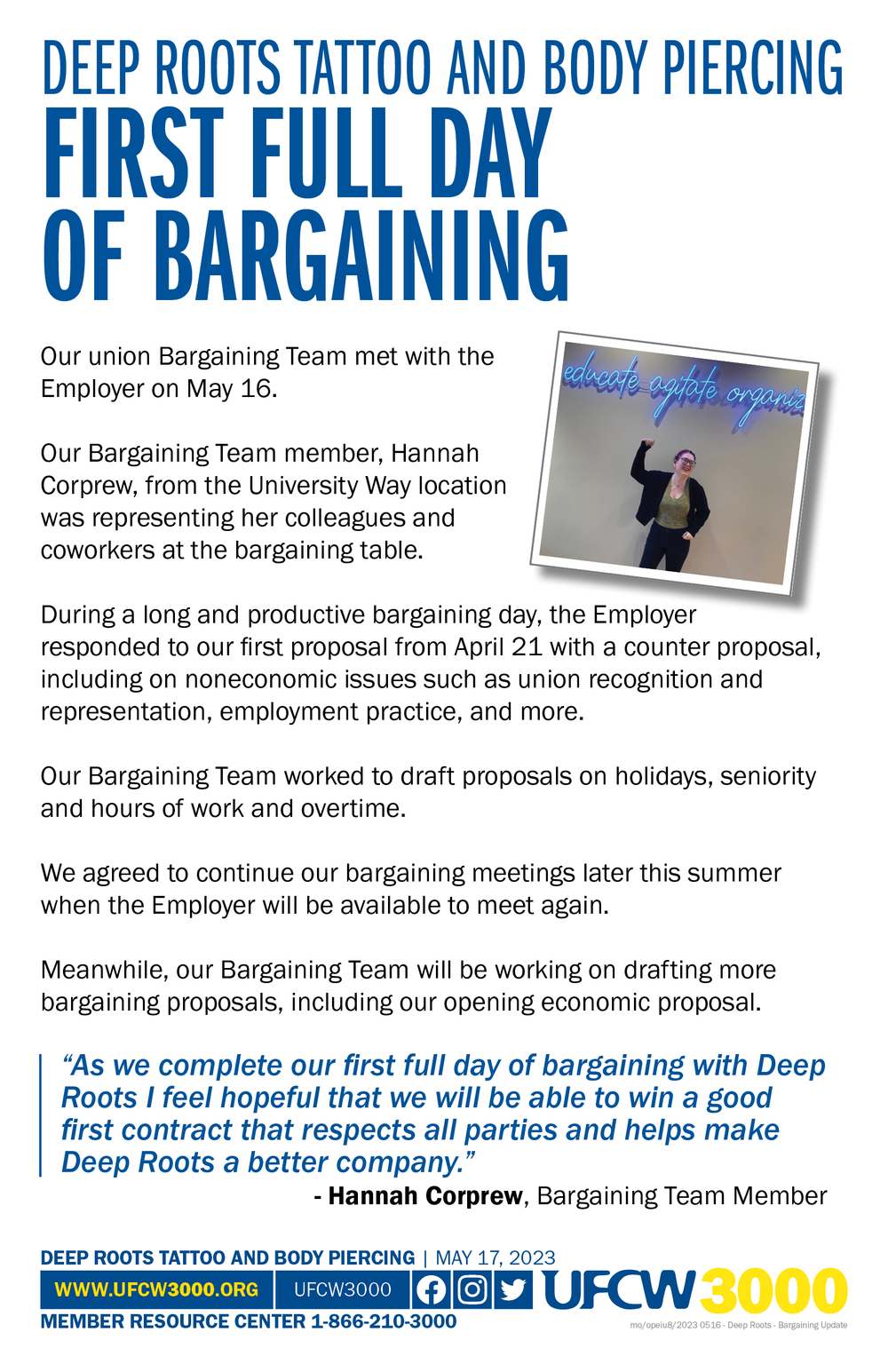 Deep Roots tattoo and Body Piercing - First Full Day of Bargaining ...