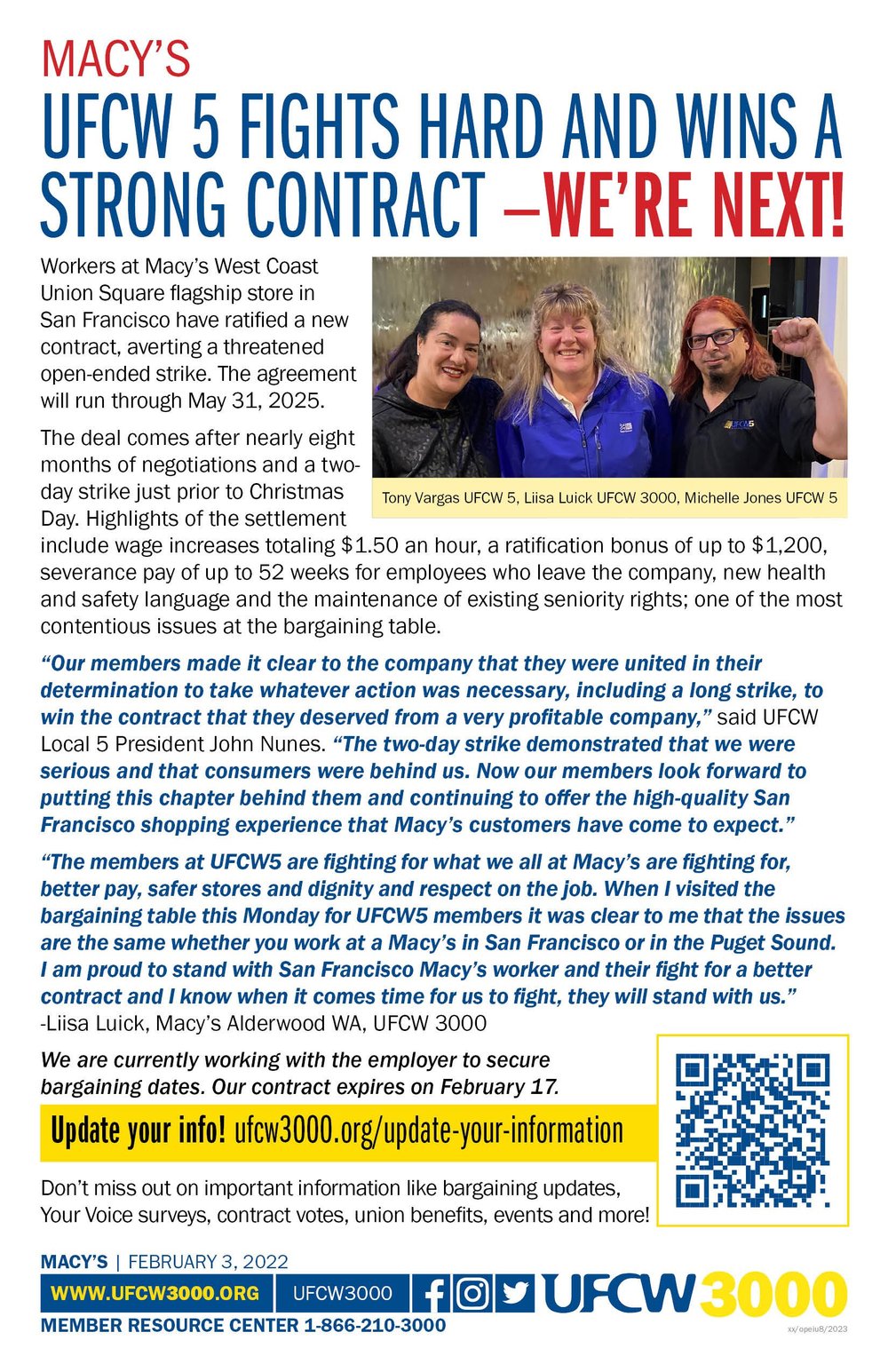 Macy’s UFCW 5 fights hard and wins a strong contract —We’re next — UFCW ...