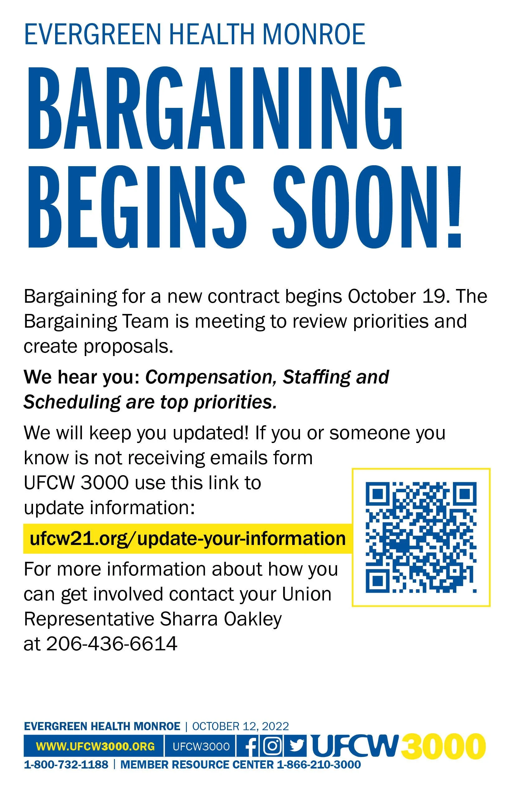 Evergreen Health Monroe Bargaining Begins Soon! — UFCW 3000