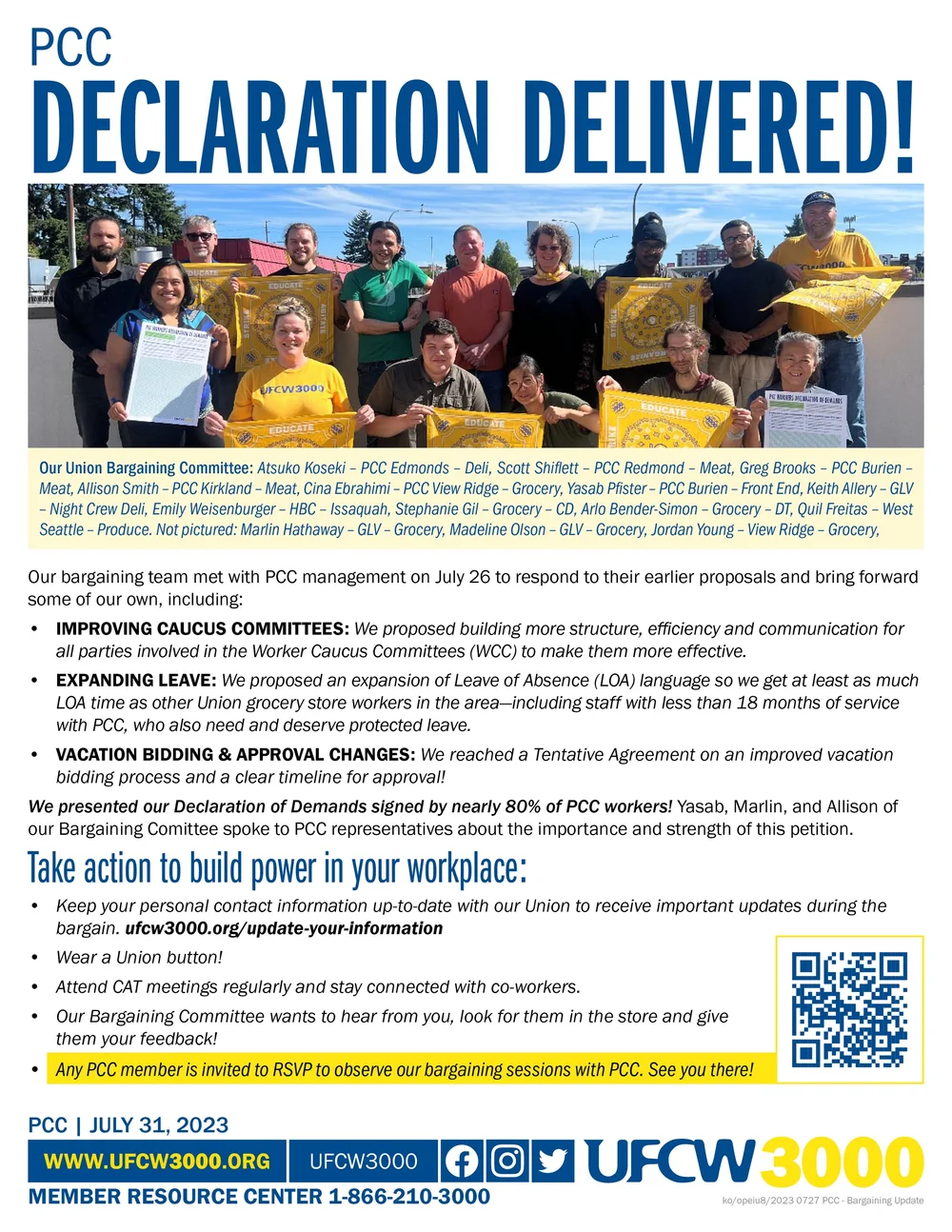 PCC - Declaration Delivered! — UFCW 3000