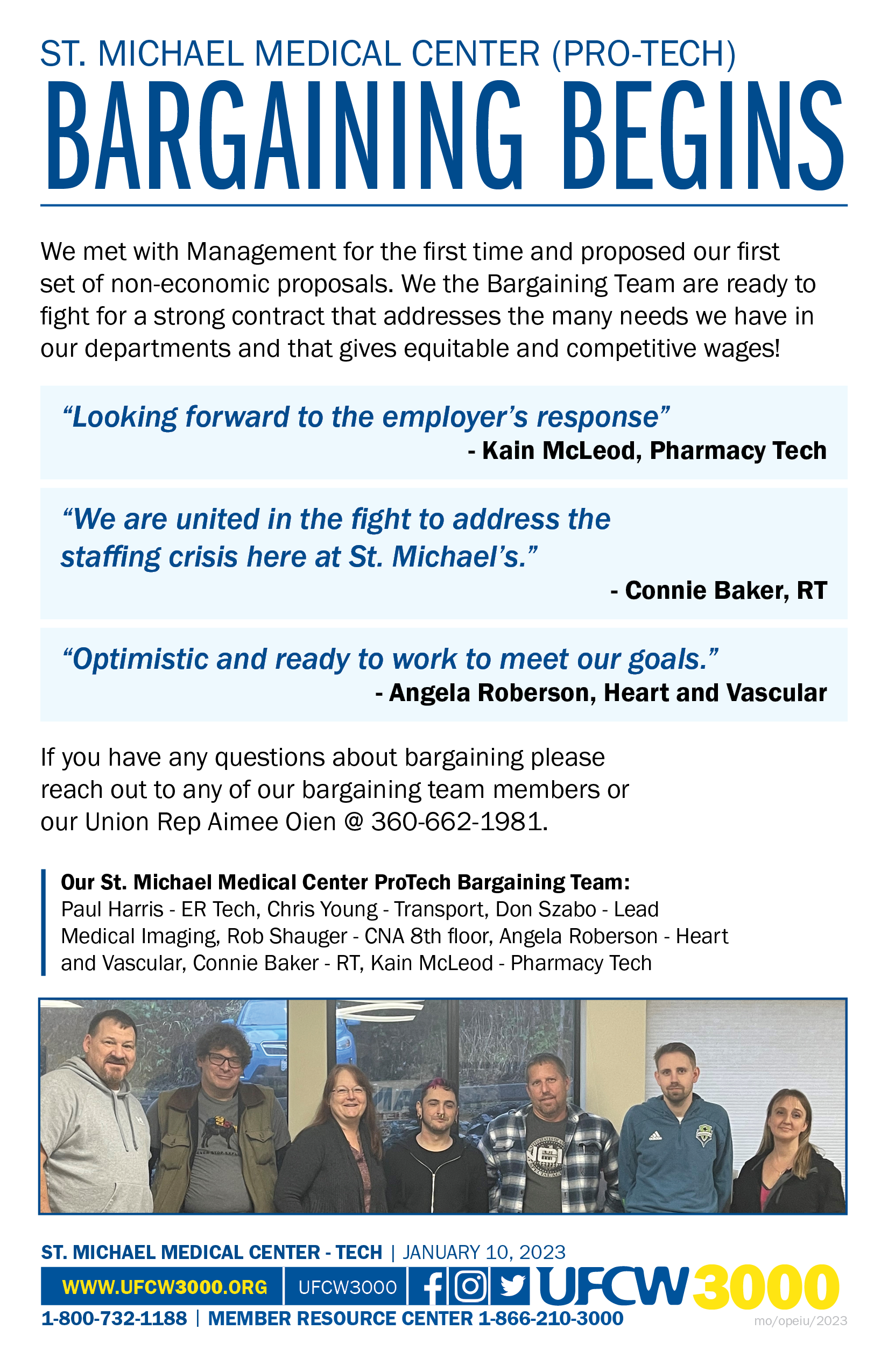 St. Michael Medical Center (ProTech) - Bargaining Begins — UFCW 3000