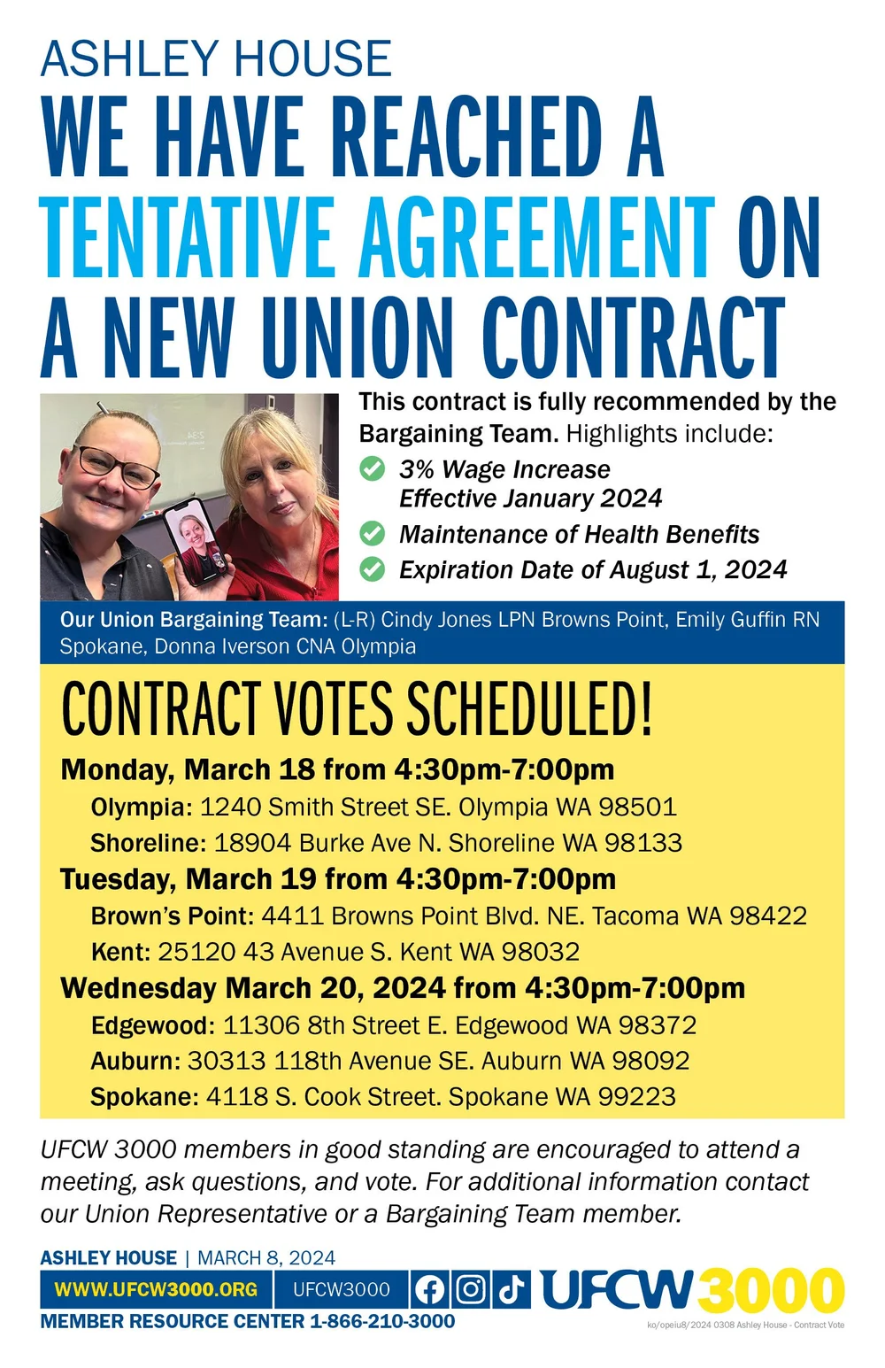 Ashley House We have reached a tentative agreement on a new Union ...