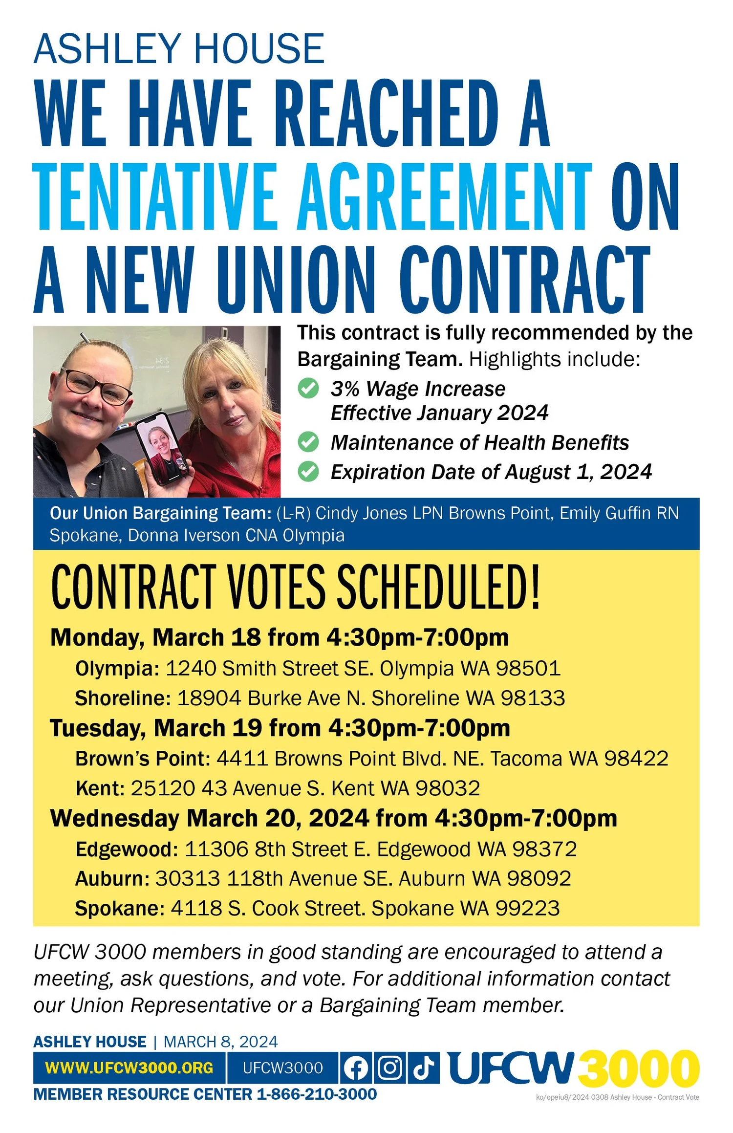 Ashley House We have reached a tentative agreement on a new Union ...